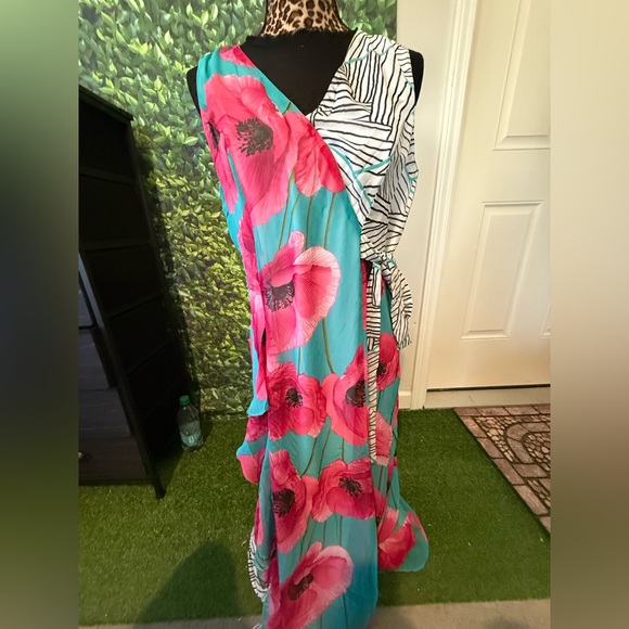 Kate & Mallory | Dresses | Kate Mallory Teal And Pink Floral Maxi Dress ...